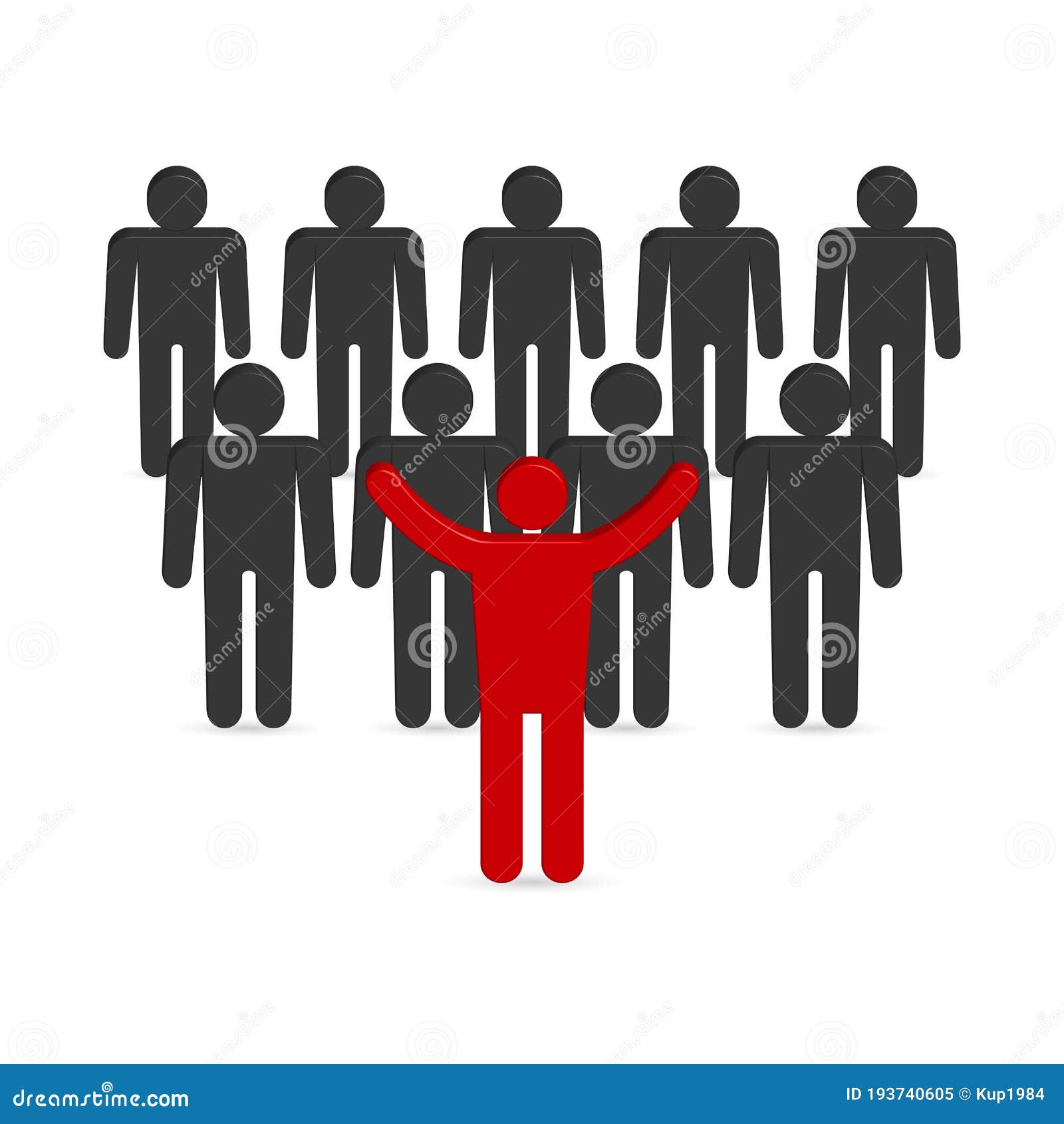 Set of 3D Stick Figures with Team Leader, Vector Illustration Stock ...