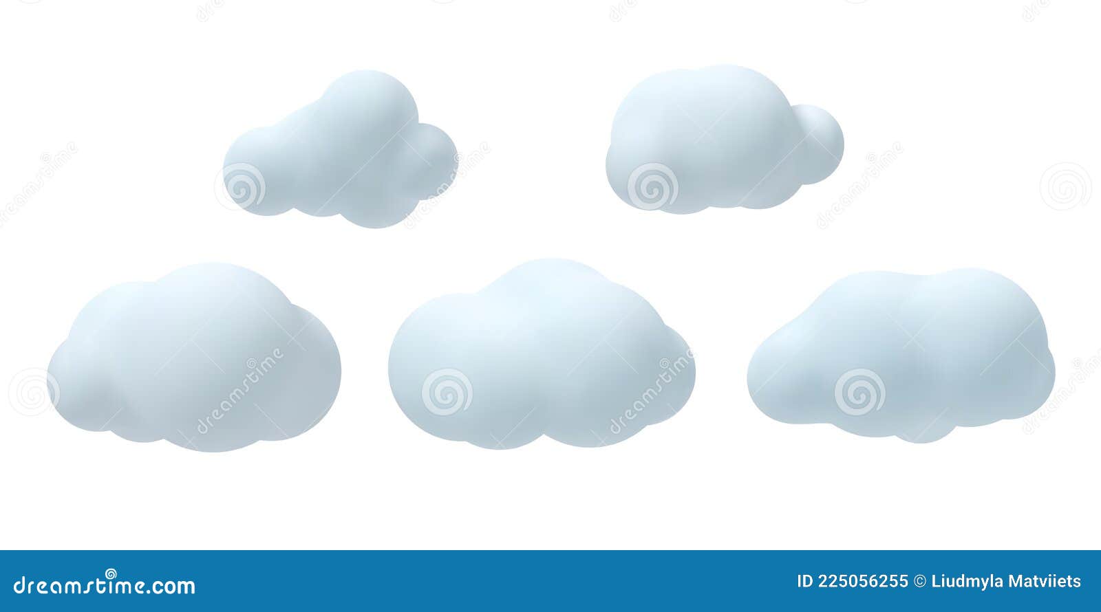 Set of 3d vector clouds. stock vector. Illustration of graphic - 225056255
