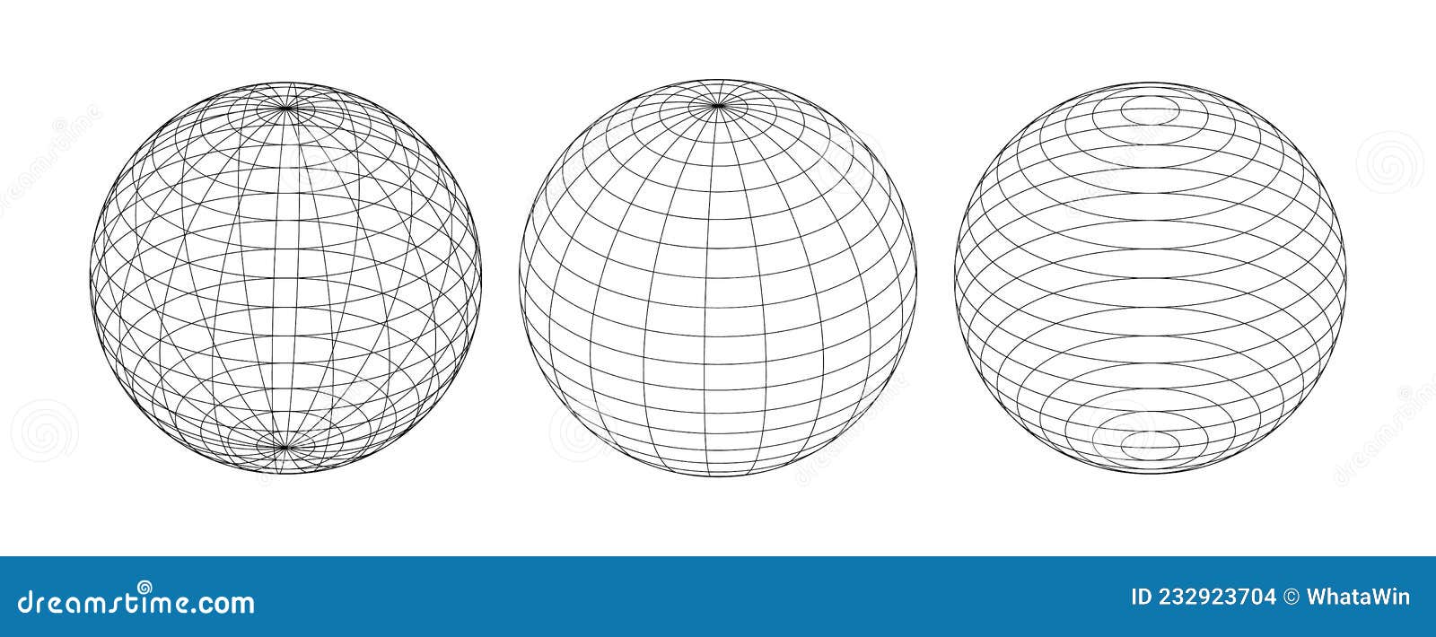 Set of 3d Vector Spheres from Different Sides. Horizontal and Vertical ...