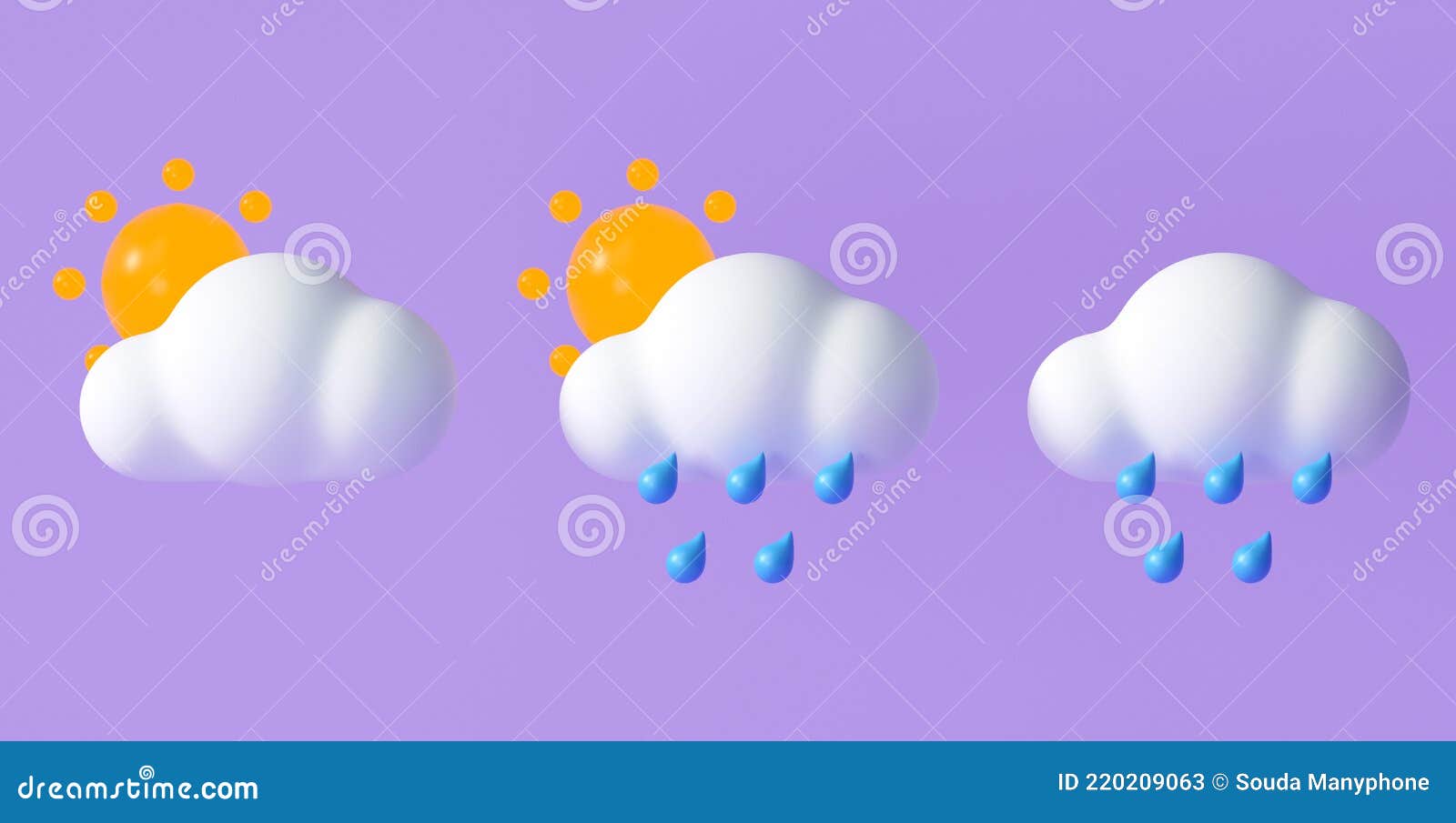Set of 3D Weather Icons for Forecast Design Application and Web. 3d ...