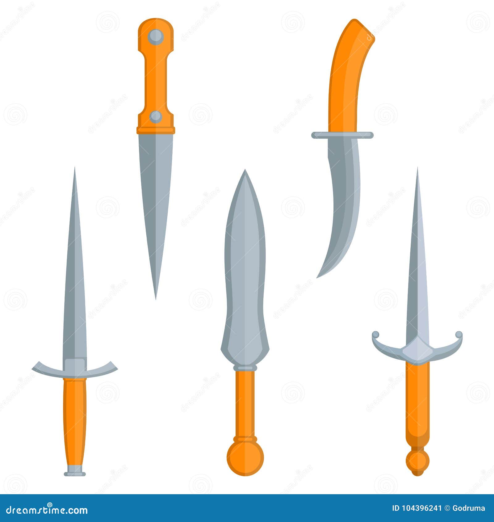 Set of Dagger Knives with Very Sharp Point Edges Vector Stock Vector ...