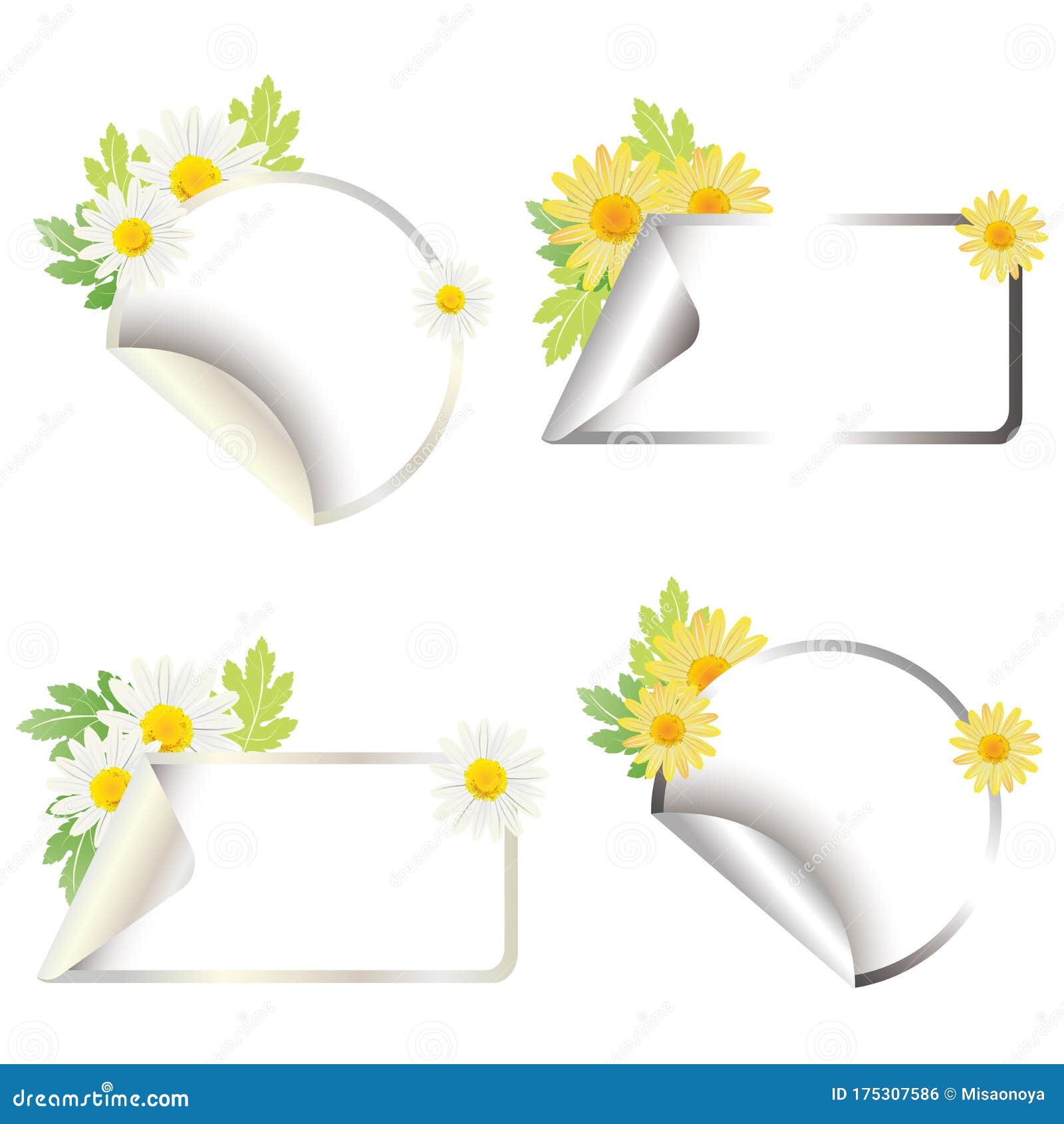 Set of Daisy and Sticker Illustration Stock Vector - Illustration of ...