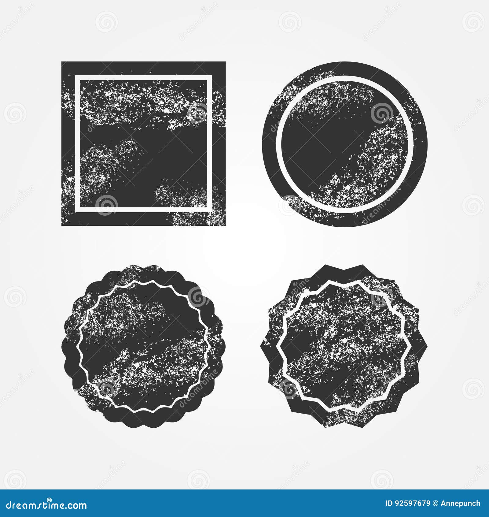 Set Of Damaged Black Backgrounds. Grunge. Round And Square Broken ...