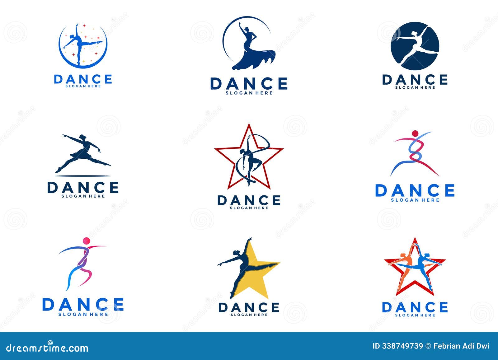 Set of Dance Logo Design Vector, Dance Logo Concept Stock Vector ...