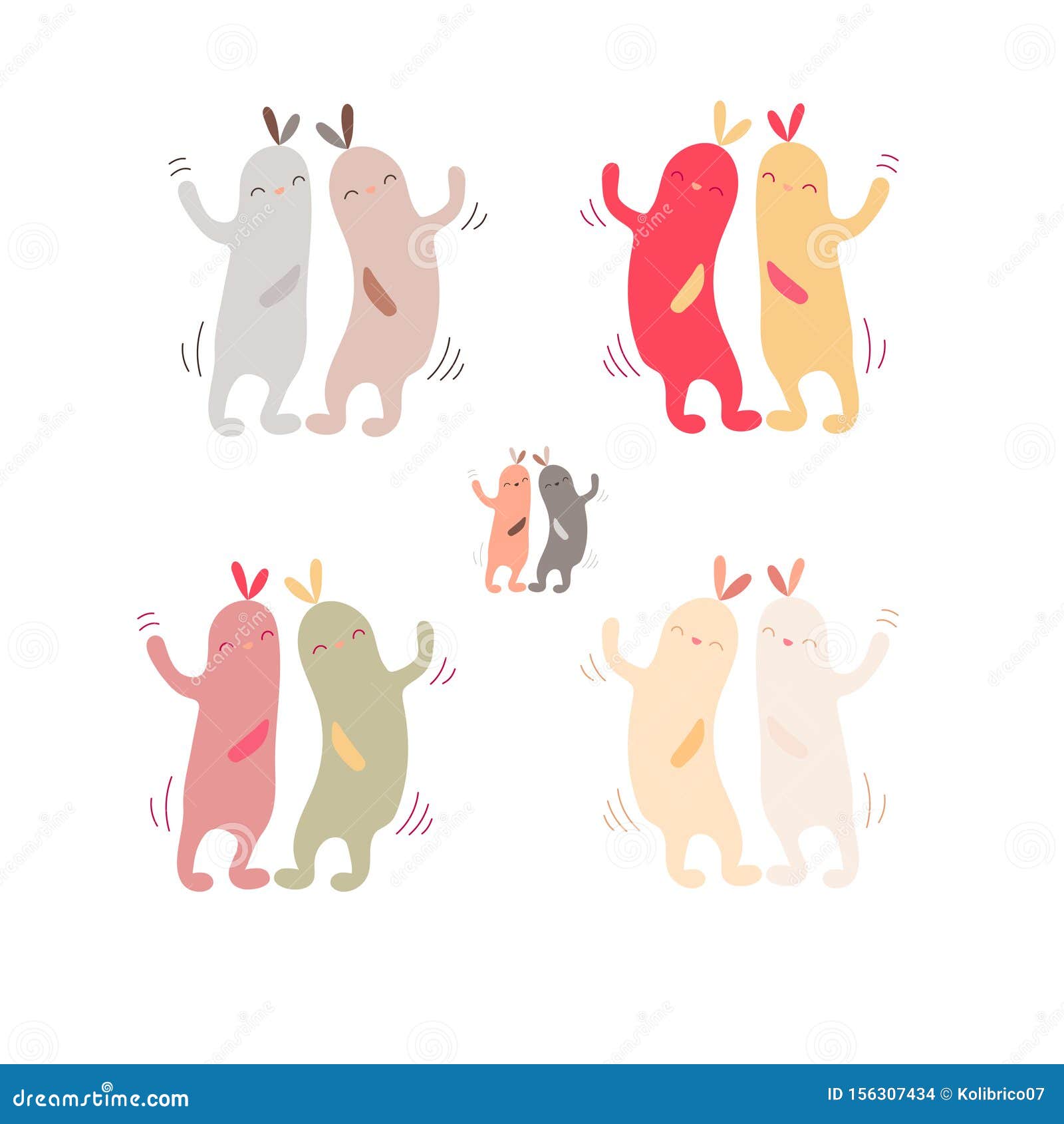 Set of Dancing Abstract Cartoon Characters Stock Vector - Illustration ...