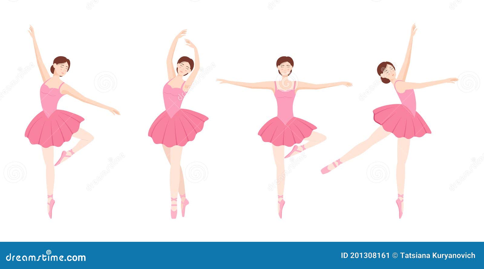 Set of Dancing Elegant Ballerinas on White Background, Vector ... Set of Dancing Elegant Ballerinas on White Background, Vector ...