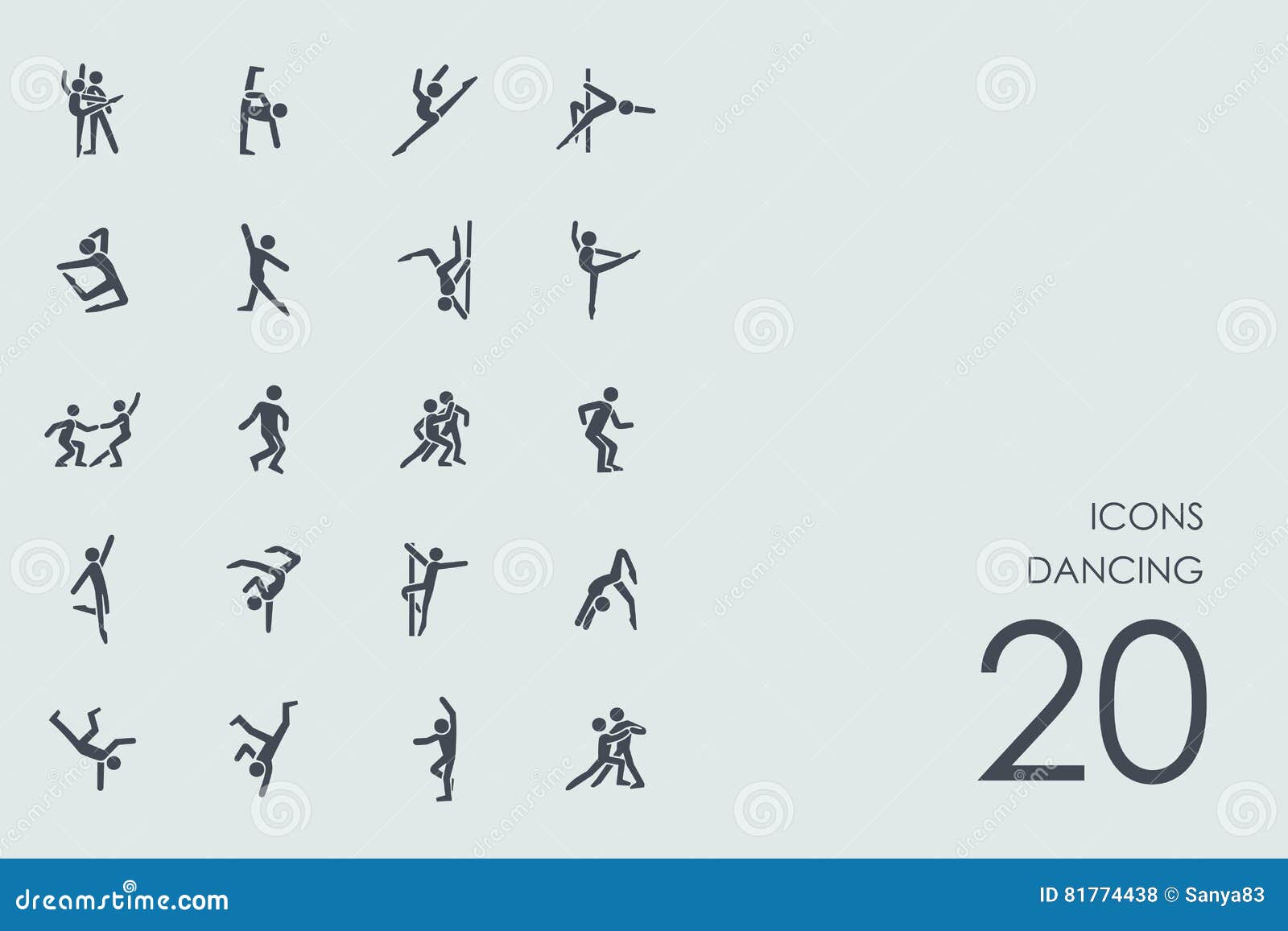 Set of dancing icons stock vector. Illustration of icon - 81774438
