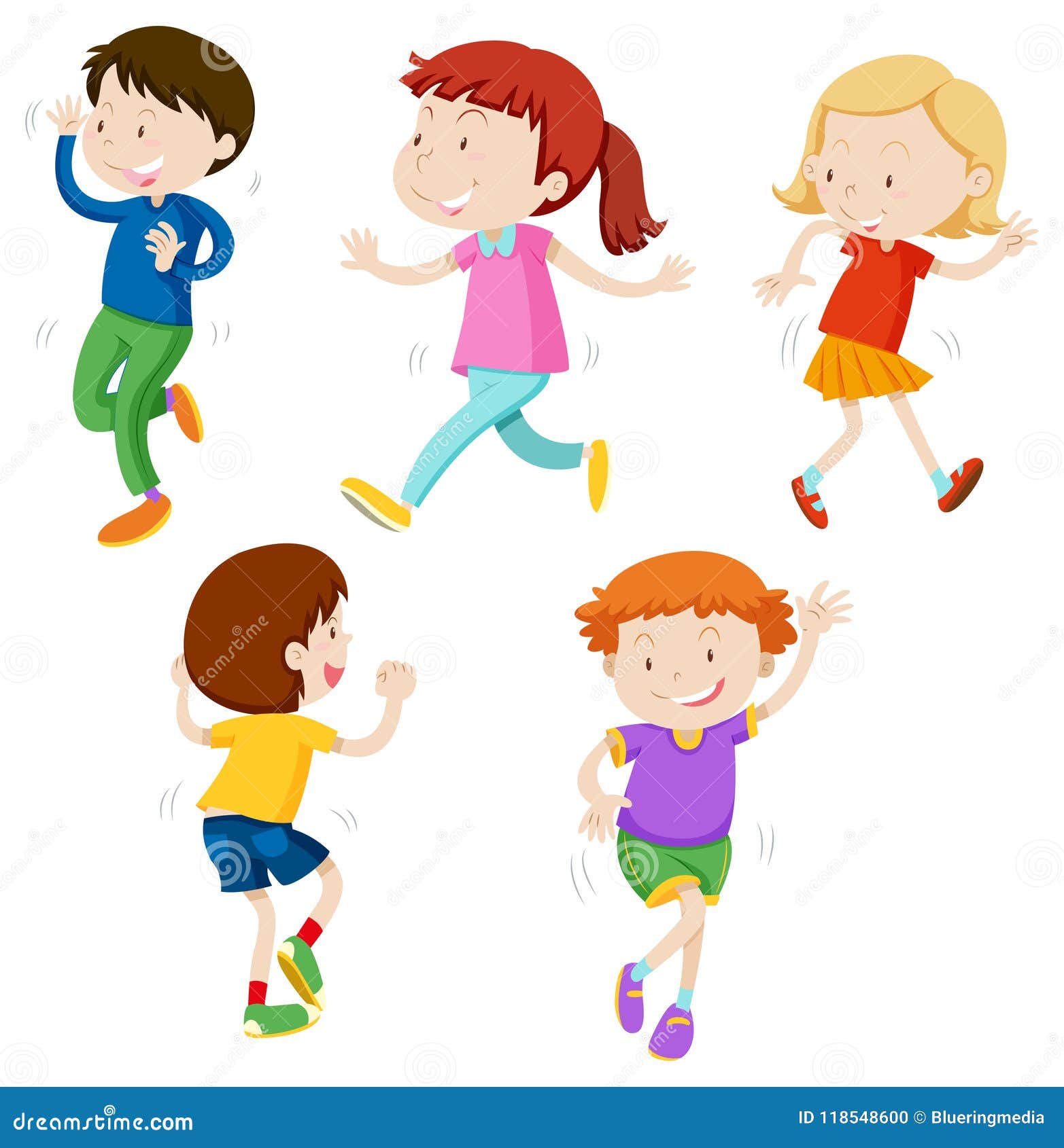 A Set of Dancing Kids stock vector. Illustration of childhood - 118548600