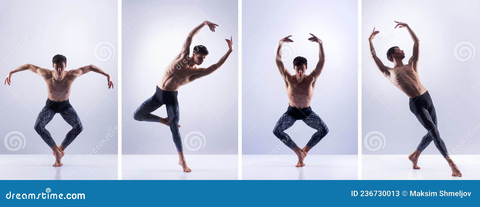 Set of Dancing Man in Different Choreographic Positions. Ballet Dancers ...