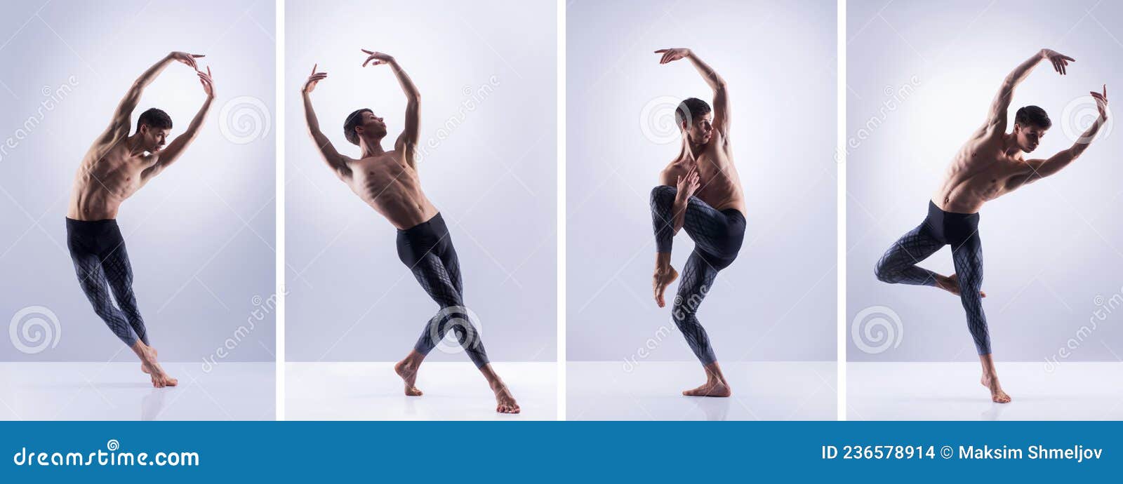 Set of Dancing Man in Different Choreographic Positions. Ballet Dancers ...