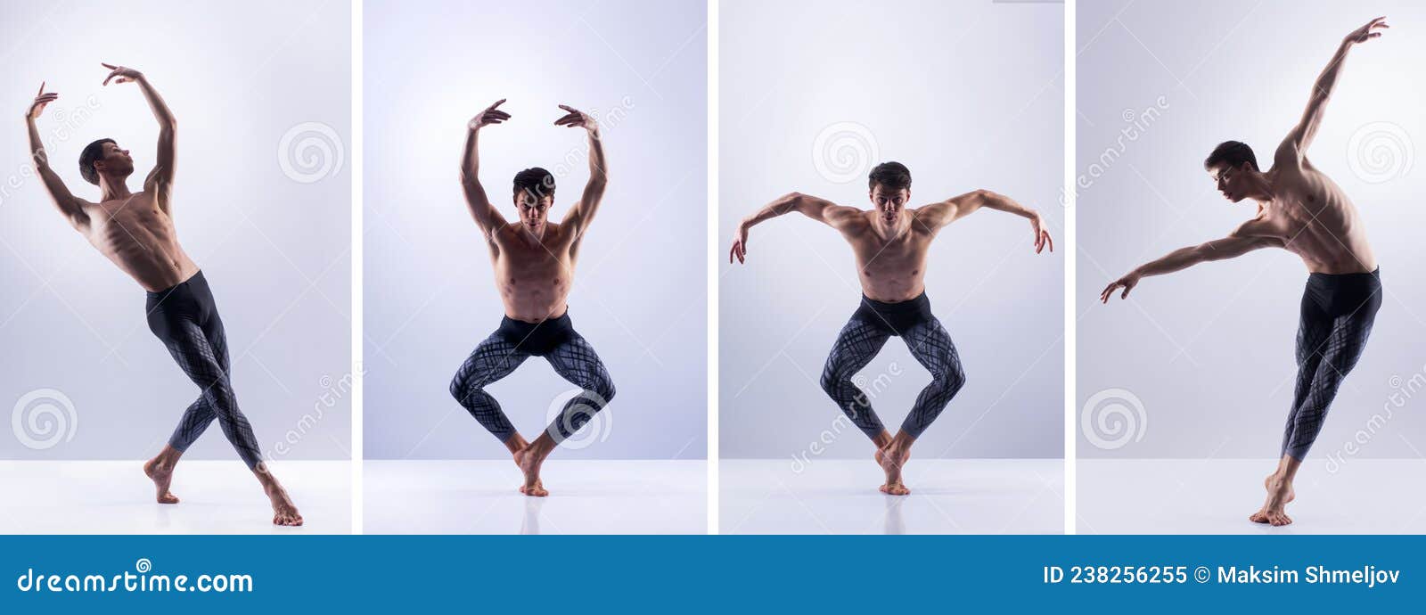 Set of Dancing Man in Different Choreographic Positions. Ballet Dancers ...