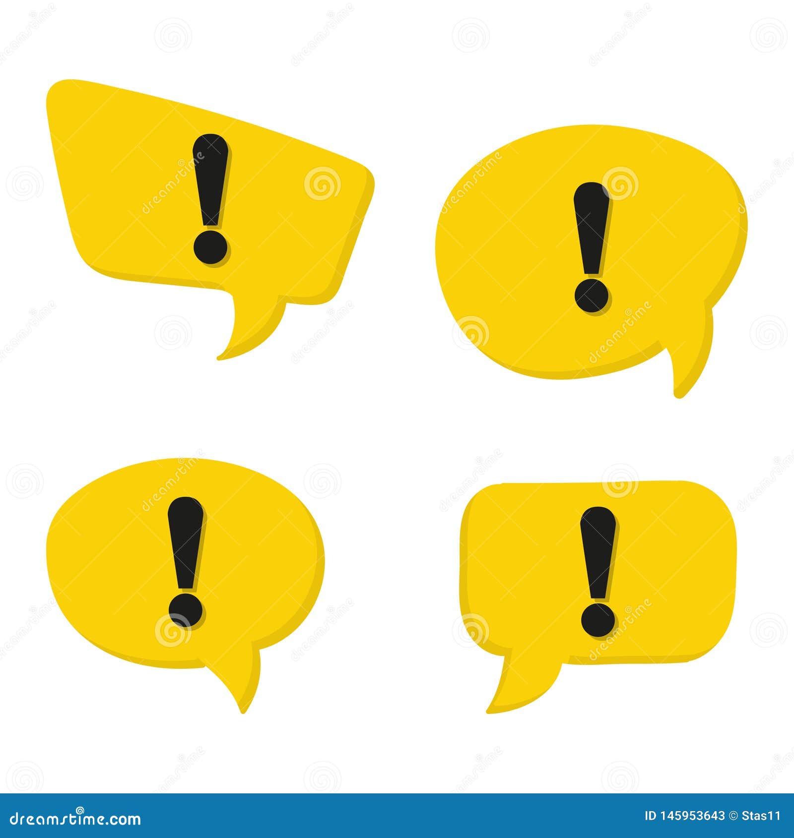 Set of Danger Sign on Yellow Speech Bubbles Stock Vector - Illustration ...