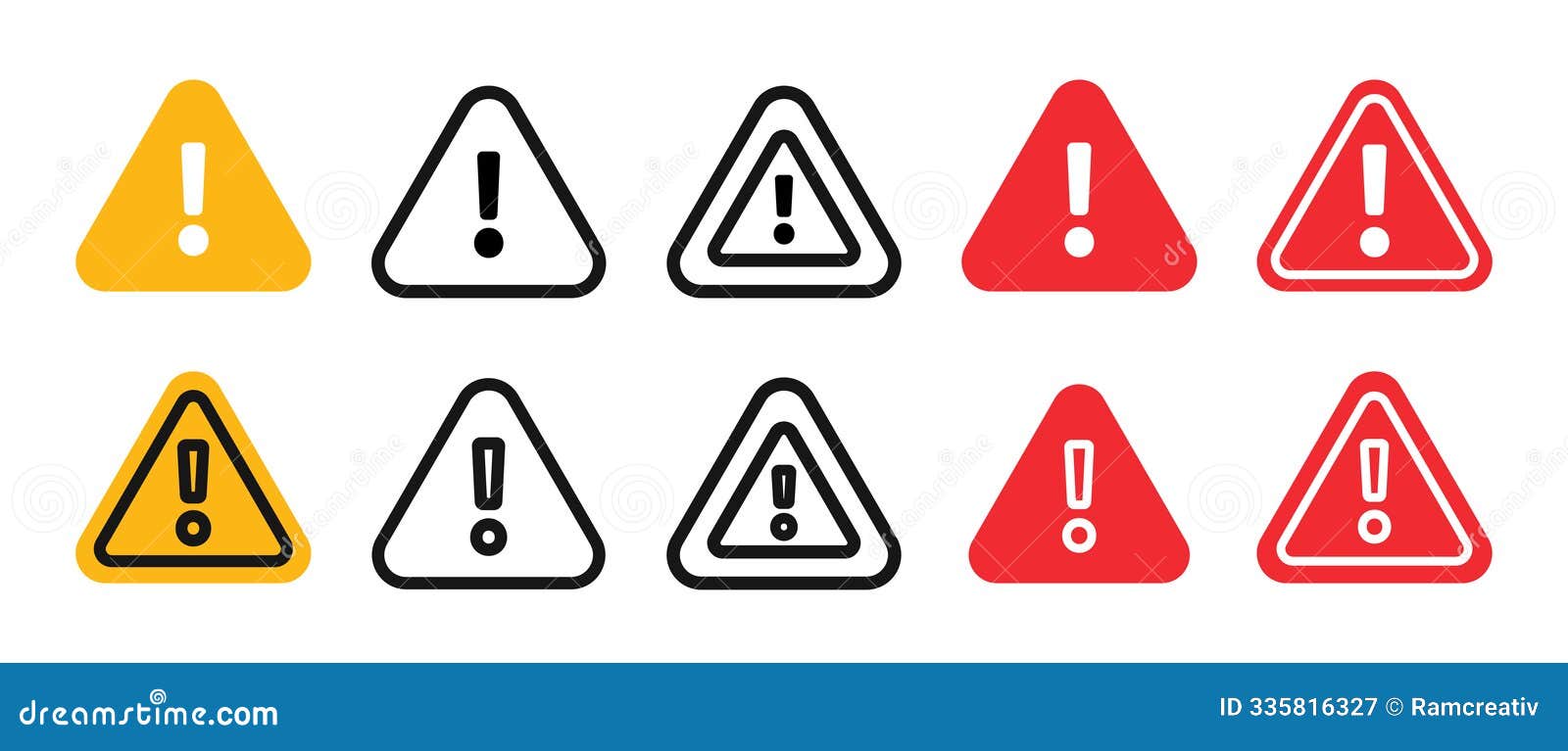 Set of Danger and Warning Signs. Exclamation Mark Attention in Form ...