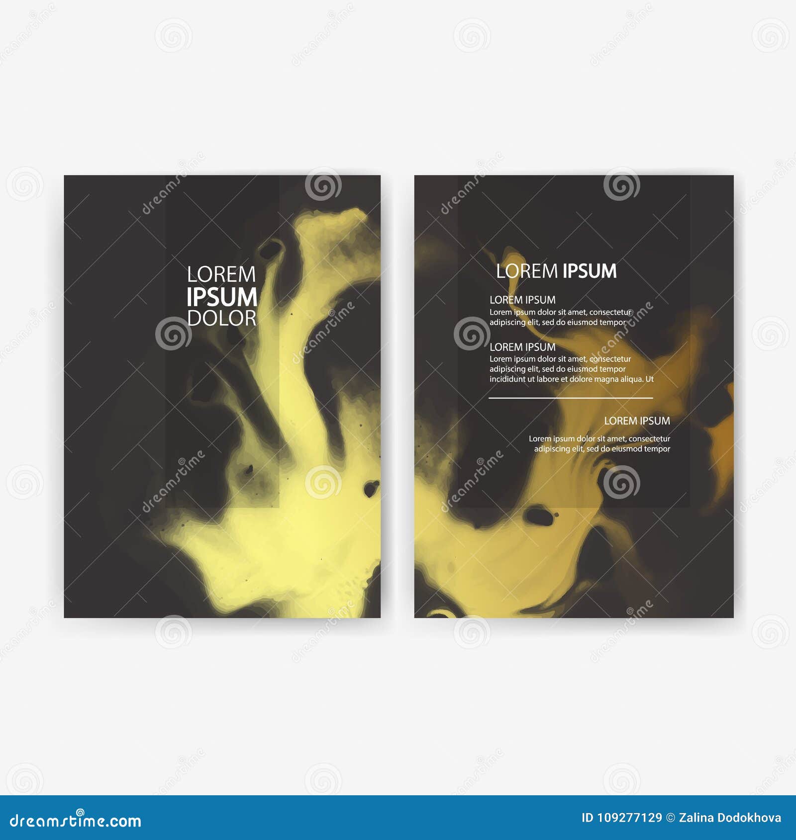 Set of Dark Banners in A4 Size with Ink Background Design. Vector ...