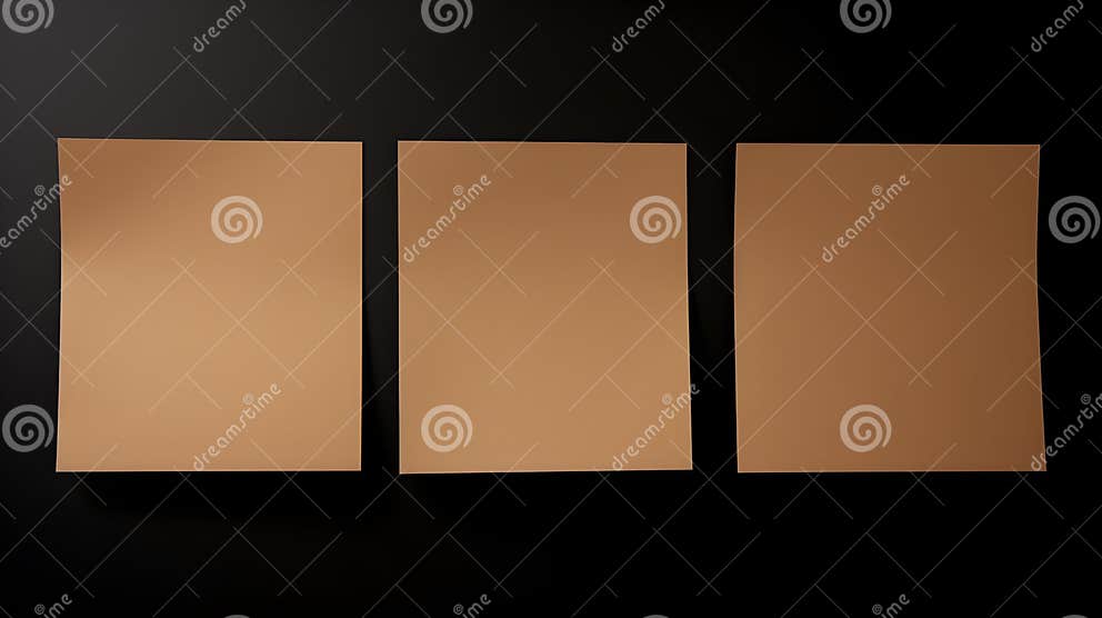 Set of Dark Brown Square Paper Notes on a Black Background ...
