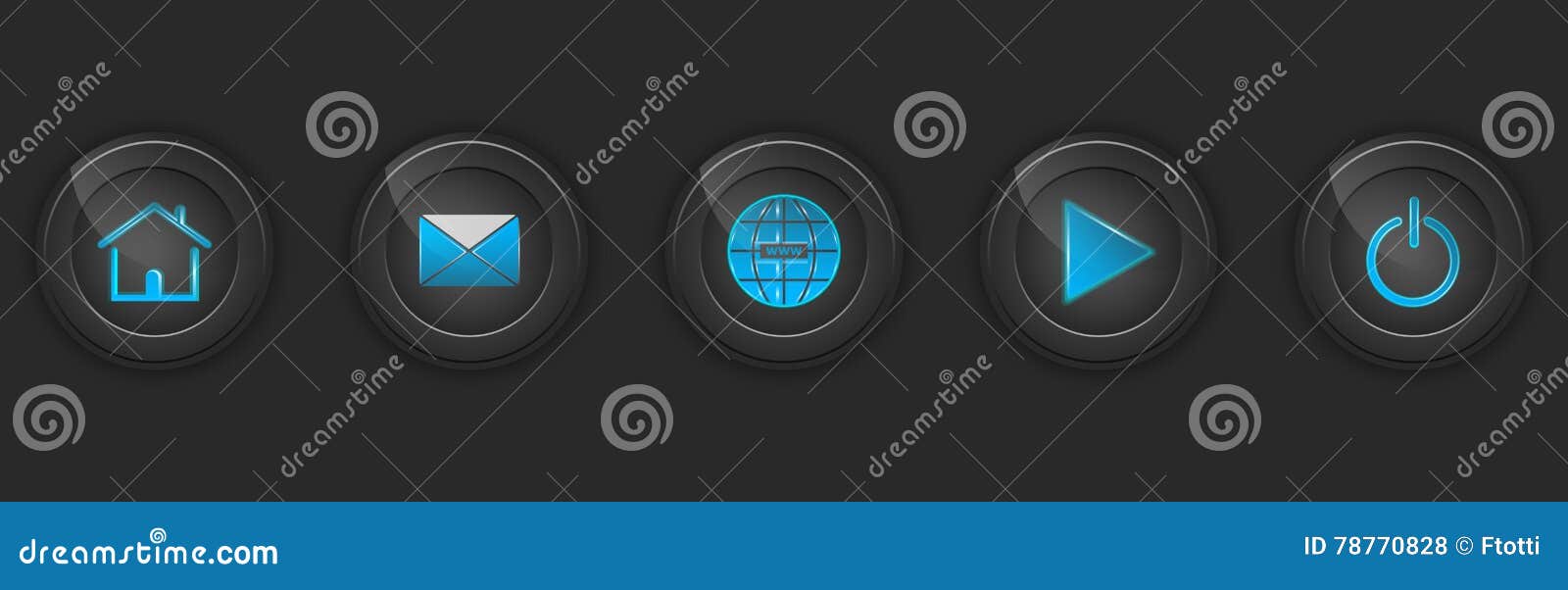 Set of Dark Buttons for Web Design Stock Vector - Illustration of sound ...