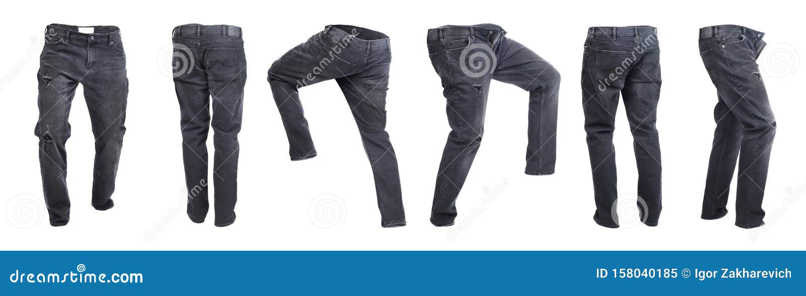 Set of Dark Empty Denim Pants Stock Image - Image of garment, dark ...