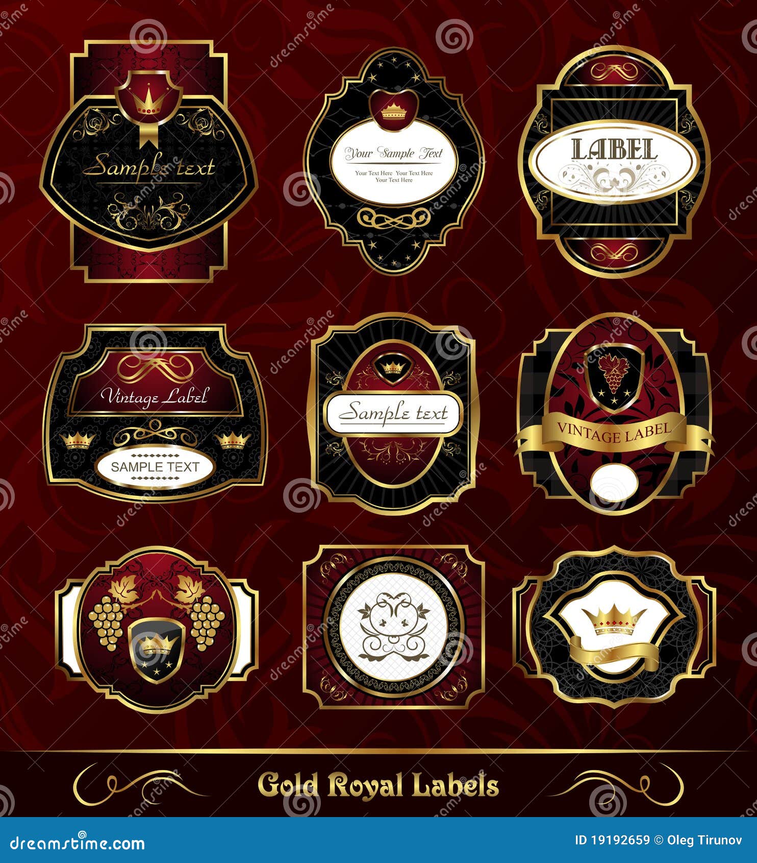 Set Dark Gold-framed Labels Stock Vector - Illustration of golden ...