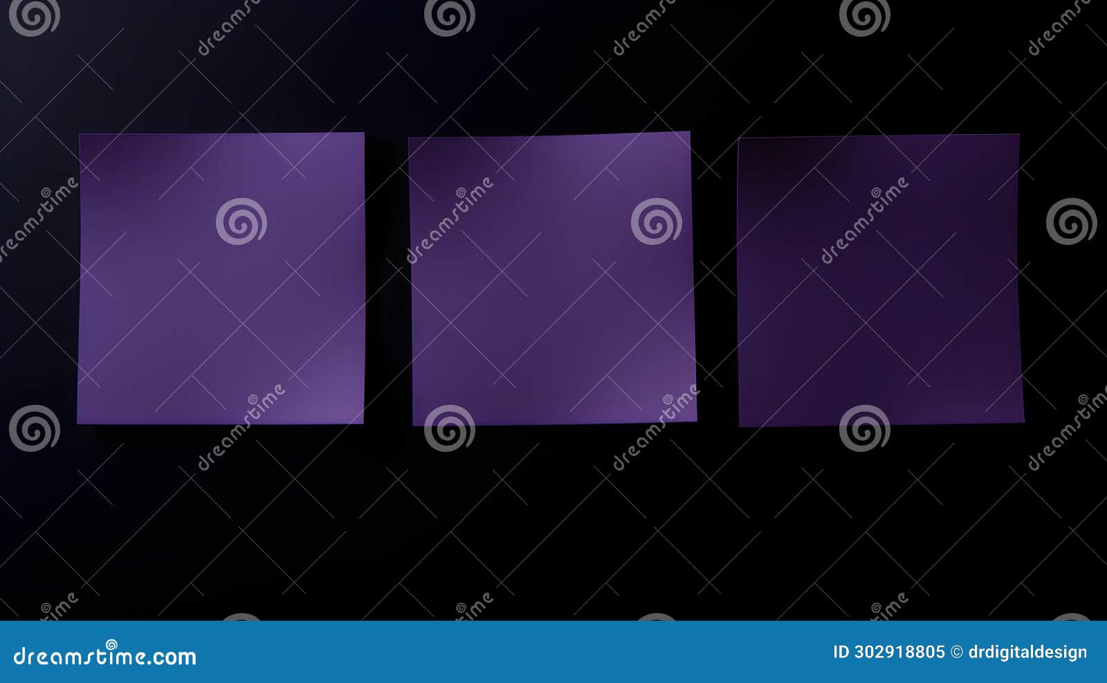 Set of Dark Purple Square Paper Notes on a Black Background ...