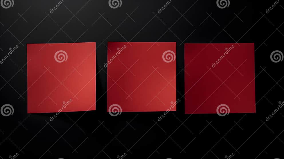 Set of Dark Red Square Paper Notes on a Black Background. Brainstorming ...