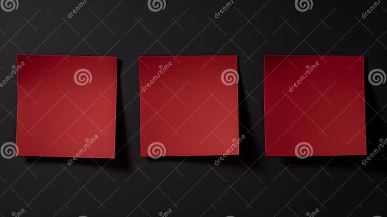 Set of Dark Red Square Paper Notes on a Black Background. Brainstorming ...