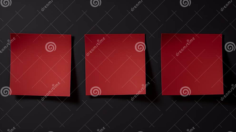 Set of Dark Red Square Paper Notes on a Black Background. Brainstorming ...