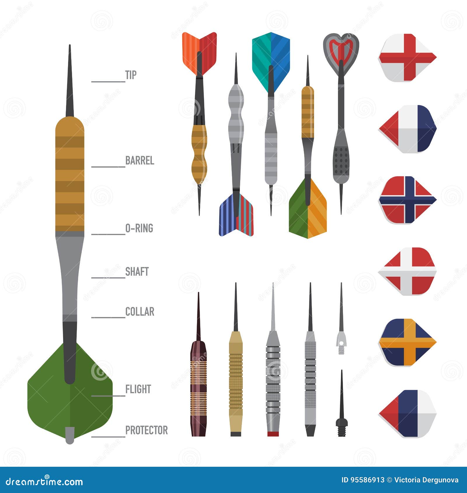 Set of Darts Structure and Elements in Vectorr Stock Vector ...