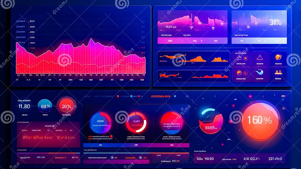 Set of Dashboards with Different Colors and Sizes of Graphs on Them ...
