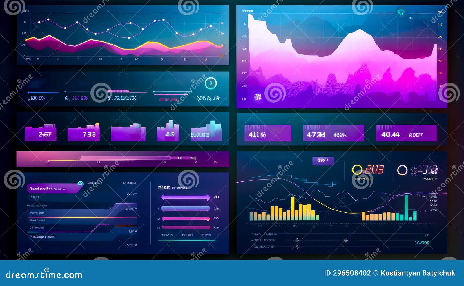 Set of Dashboards with Graphs, Graphs, and Graphs on Them. Generative ...
