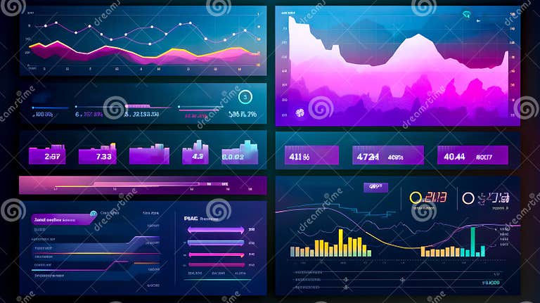 Set of Dashboards with Graphs, Graphs, and Graphs on Them. Generative ...