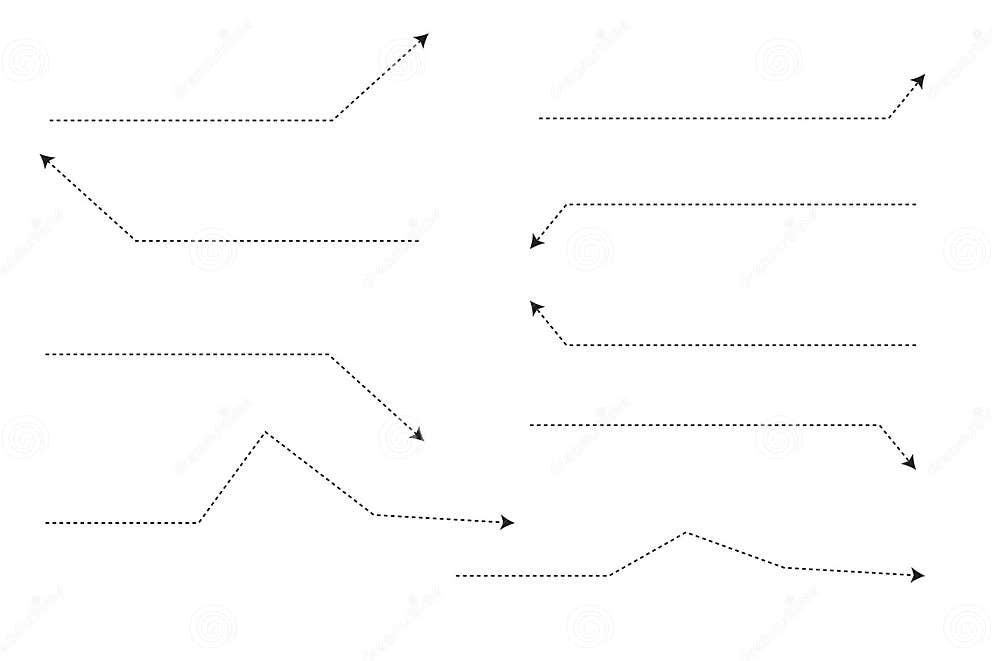 Set of dashed line arrows stock vector. Illustration of sign - 309296040