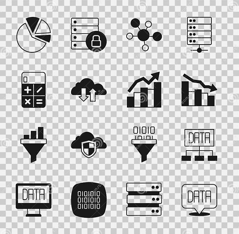 Set Data Analysis, Financial Growth Decrease, Mind Map Infographic, Cloud Download and Upload ...