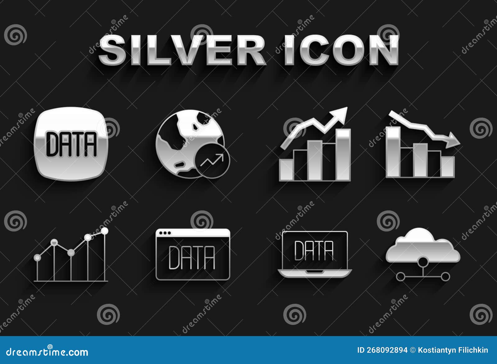 Set Data Analysis, Financial Growth Decrease, Network Cloud Connection, Pie Chart Infographic ...