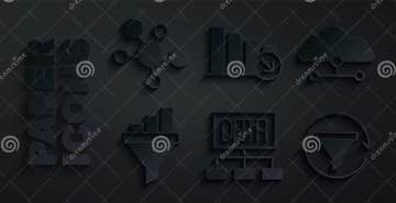 Set Data Analysis, Network Cloud Connection, Sales Funnel with Chart, Financial Growth Decrease ...