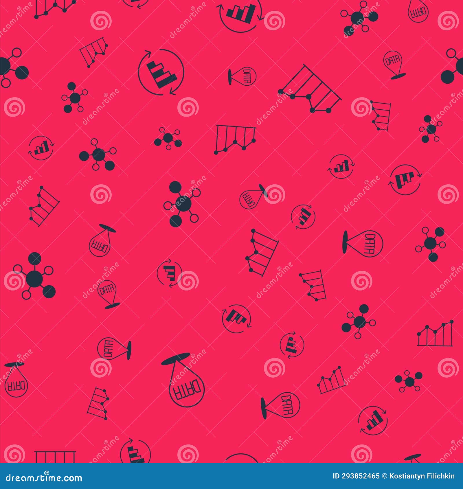 Set Data Analysis, Pie Chart Infographic, Mind Map and on Seamless Pattern. Vector Stock ...