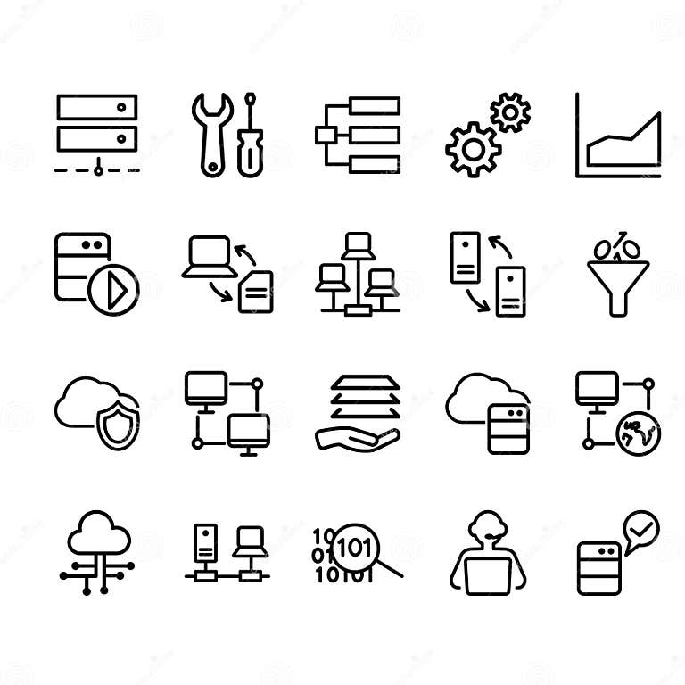 Set of Data Analysis Related Vector Line Icons. Stock Vector - Illustration of graph, hand ...