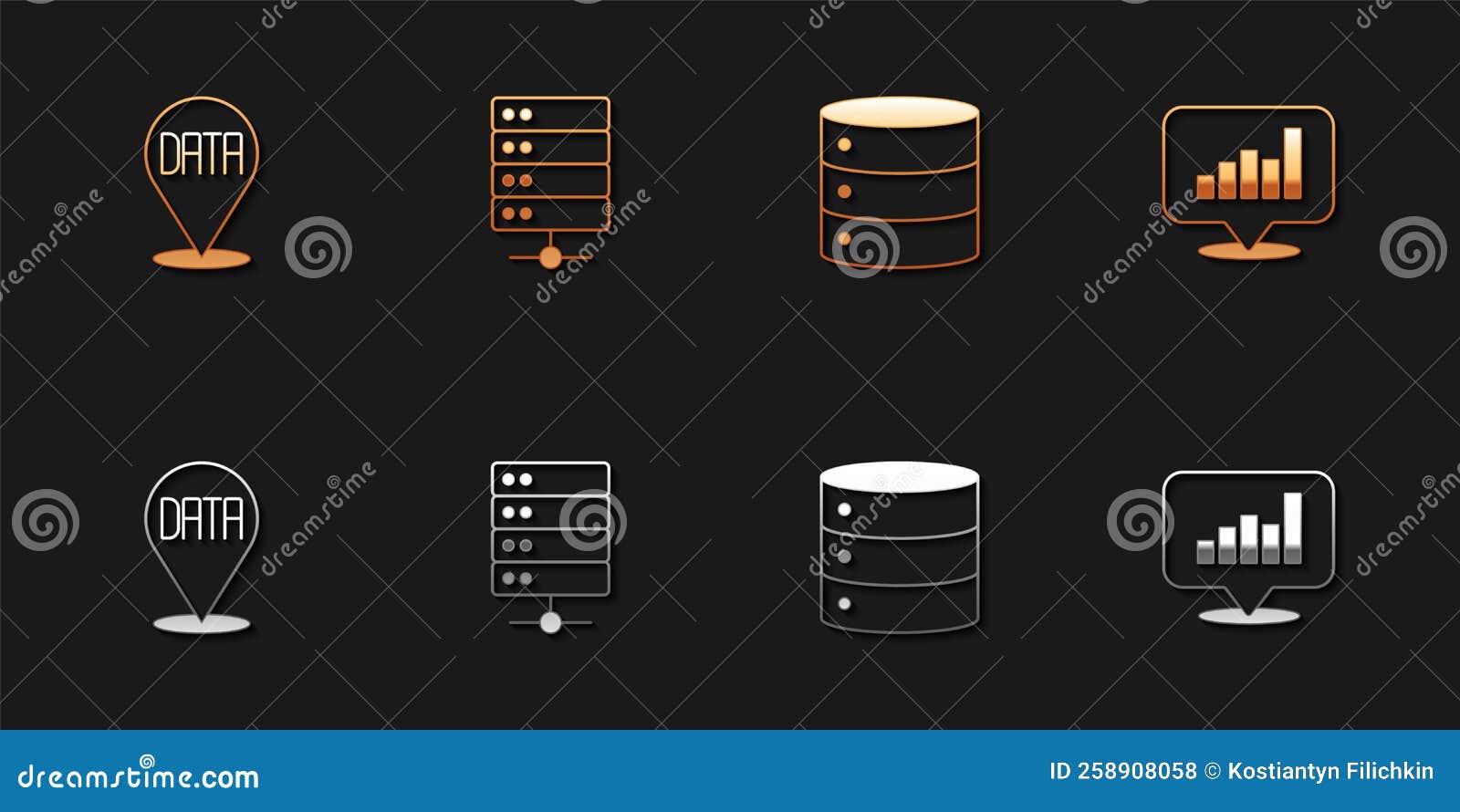 Set Data Analysis, Server, and Pie Chart Infographic Icon. Vector Stock ... Set Data Analysis, Server, and Pie Chart Infographic Icon. Vector Stock ...