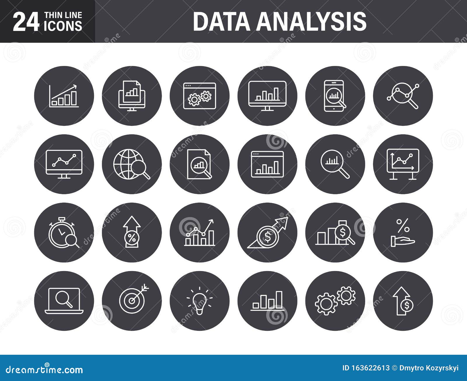 Set of Data Analysis Web Icons in Line Style. Graphs, Analysis, Big ...