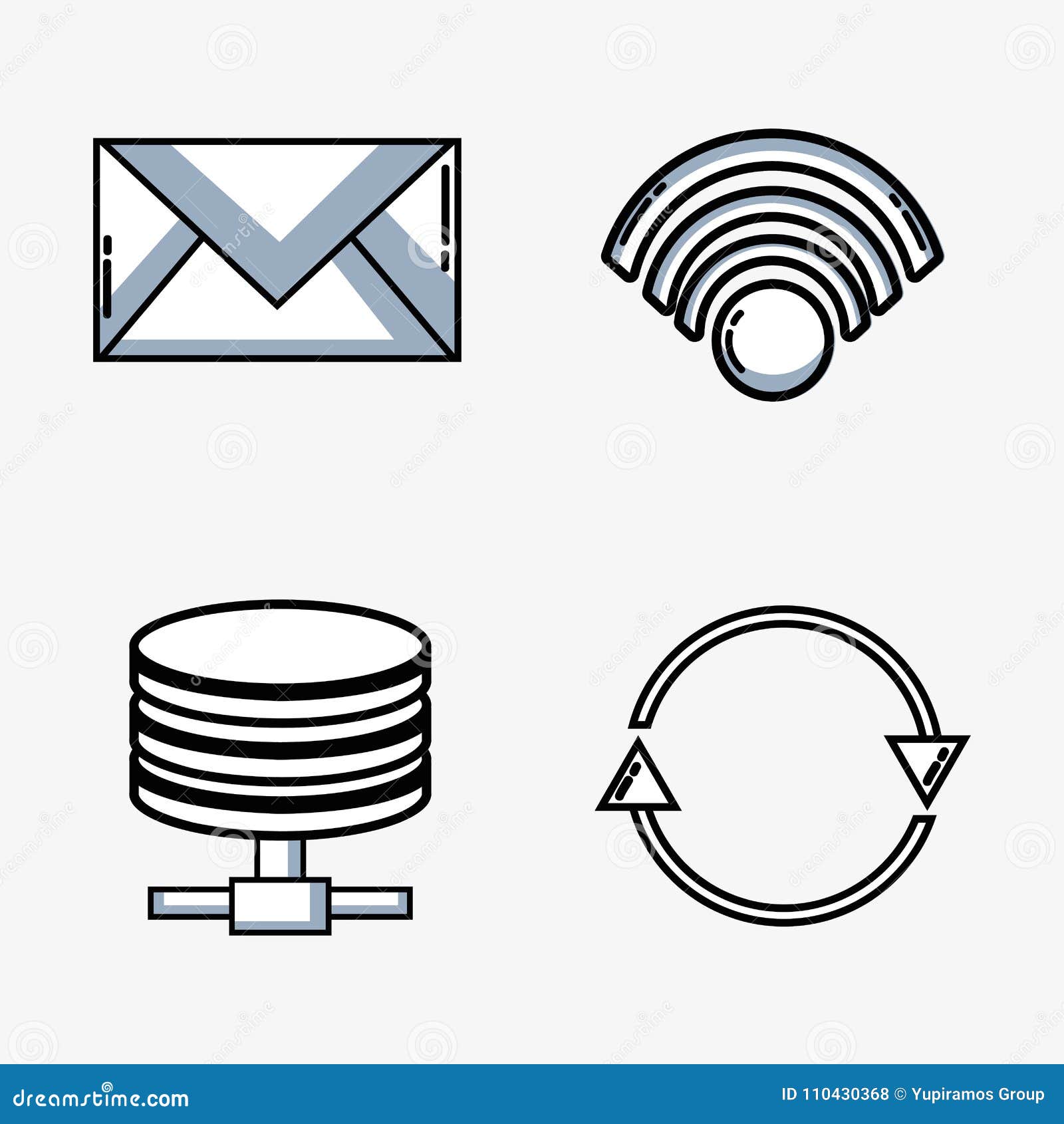 Set Data Connection Technology With Information Stock Vector Illustration Of Host Message