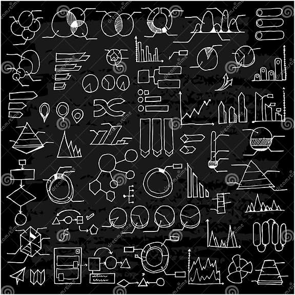Set of Data Drawing Illustration Hand Drawn Doodle Sketch Line Vector ...