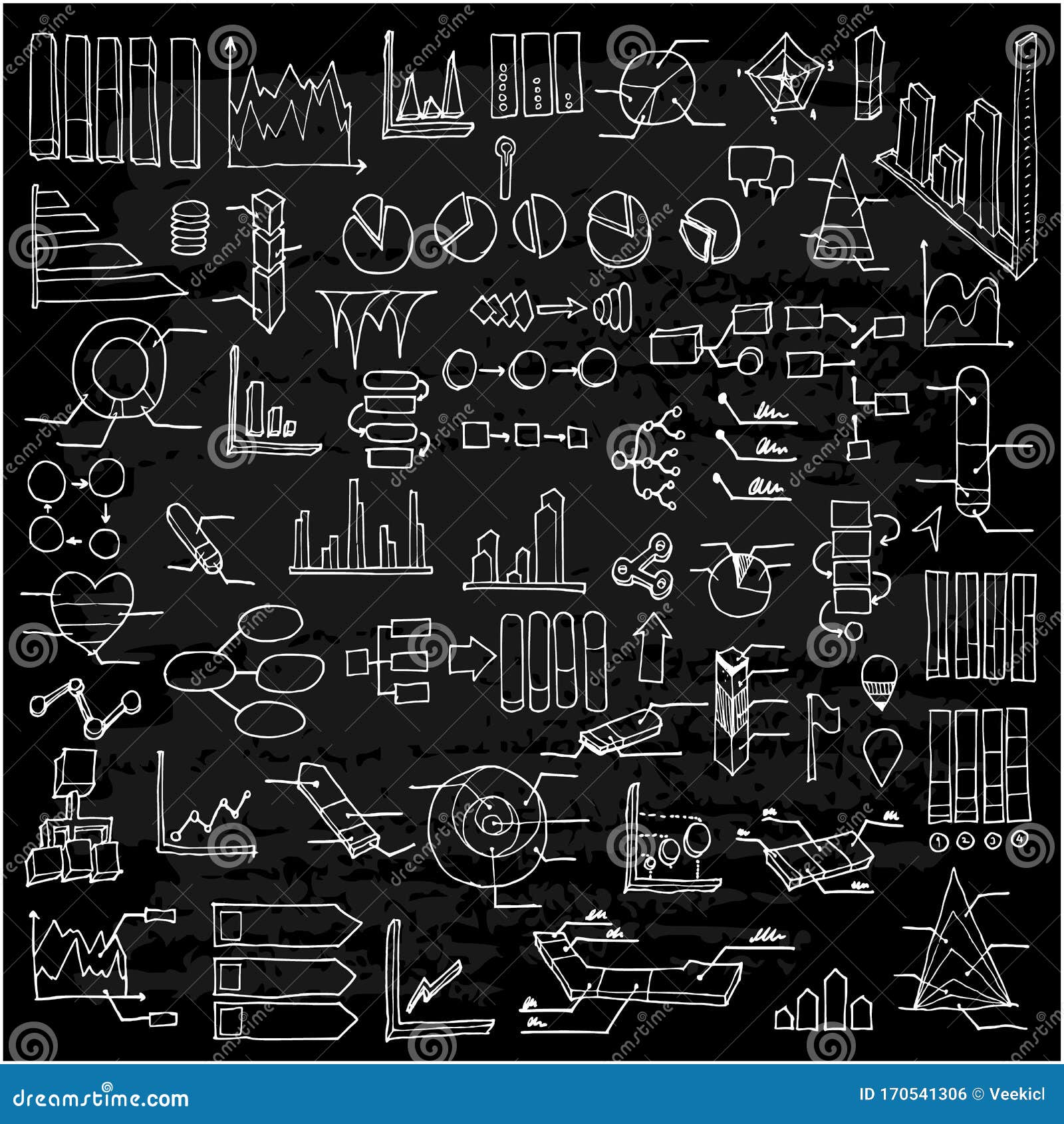 Set of Data Drawing Illustration Hand Drawn Doodle Sketch Line Vector ...