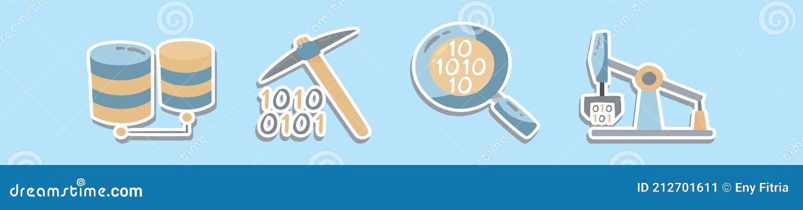 Set of Data Mining Cartoon Icon Design Template with Various Models ...