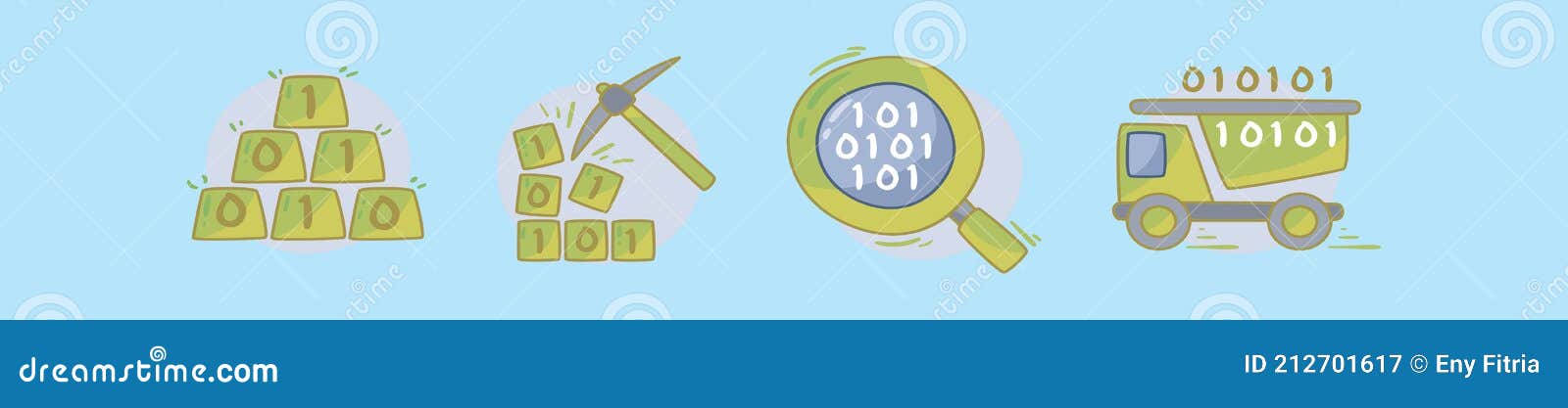 Set of Data Mining Cartoon Icon Design Template with Various Models ...