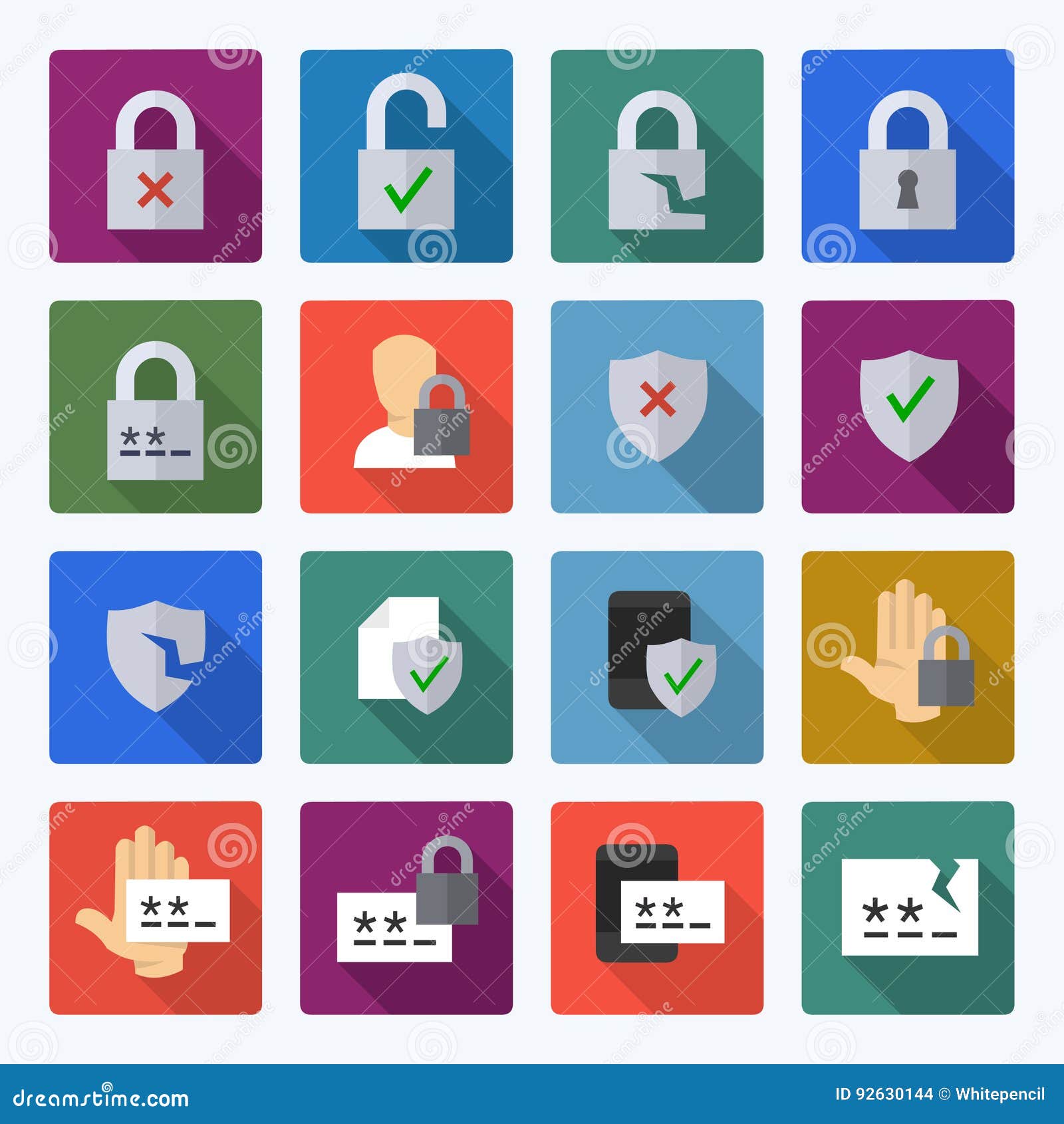 Set of Data Security and Password Flat Vector Icons Stock Vector ...