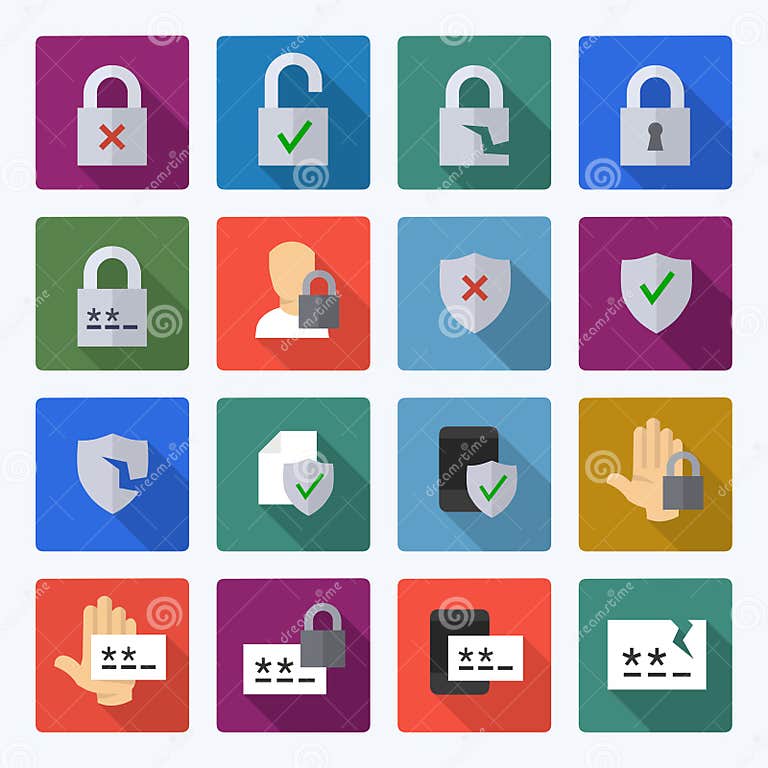 Set of Data Security and Password Flat Vector Icons Stock Vector ...