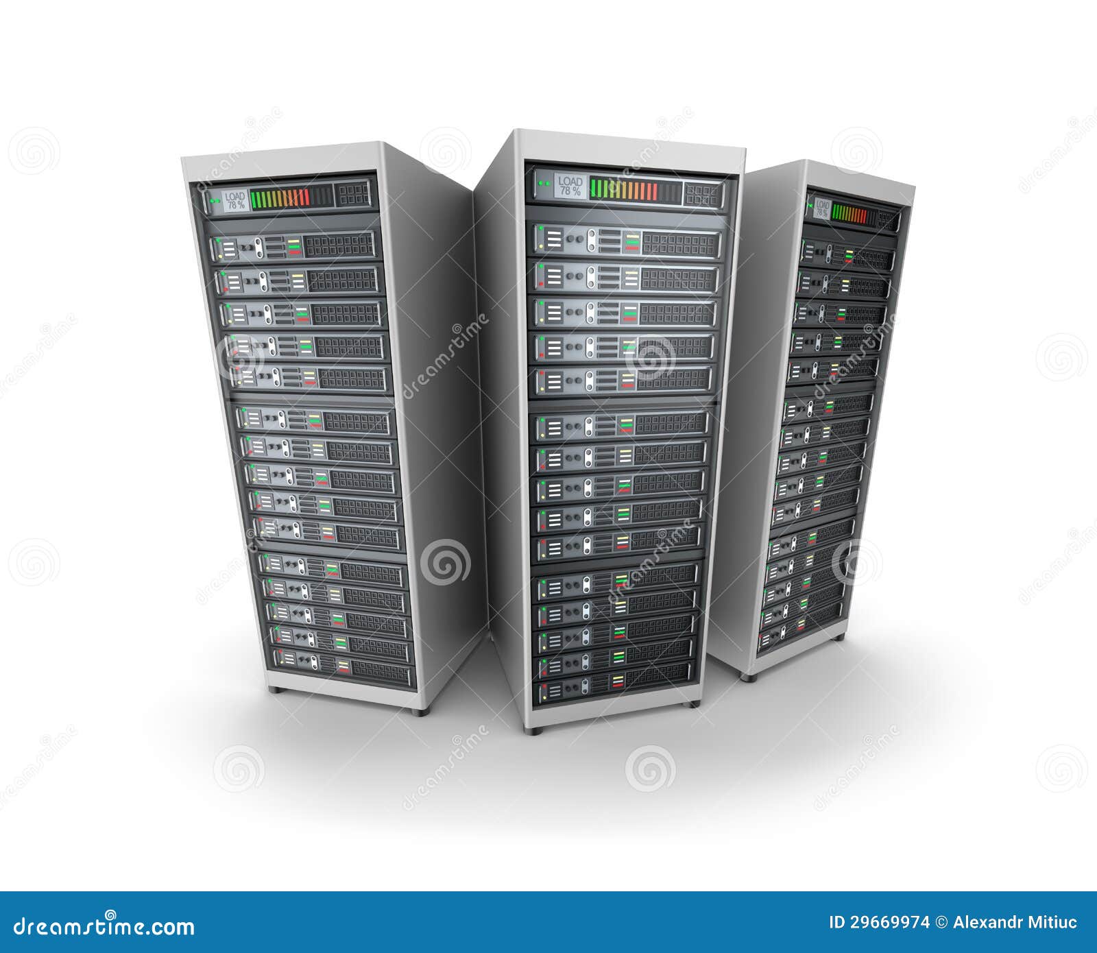 Set of Data Servers on White Background Stock Illustration ...