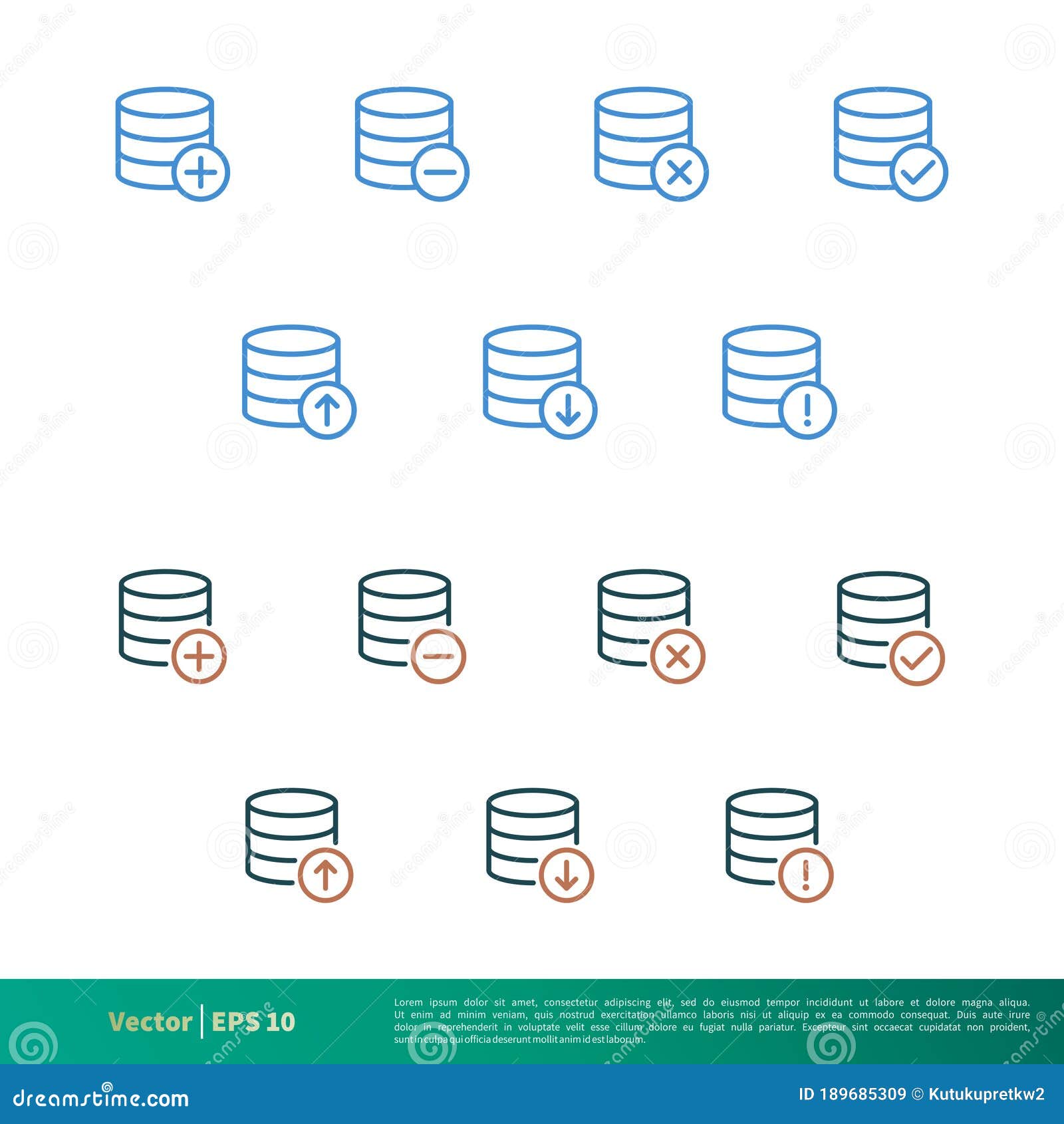 Set Data Storage Essential Icon Vector Logo Template Illustration ...