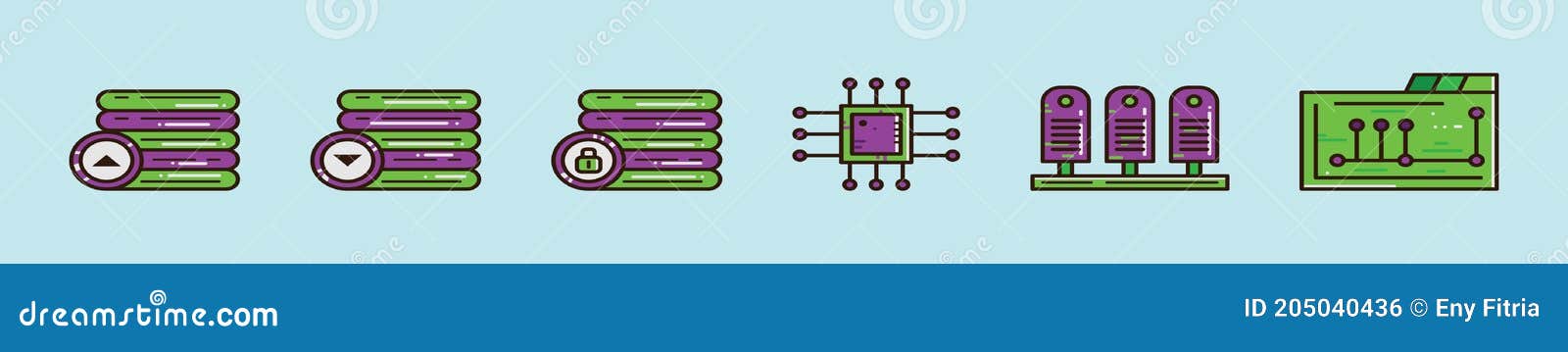 Set of Database Cartoon Icon Design Template with Various Models ...