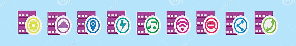 Set of Database Cartoon Icon Design Template with Various Models ...