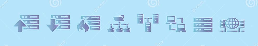 Set of Database Cartoon Icon Design Template with Various Models ...